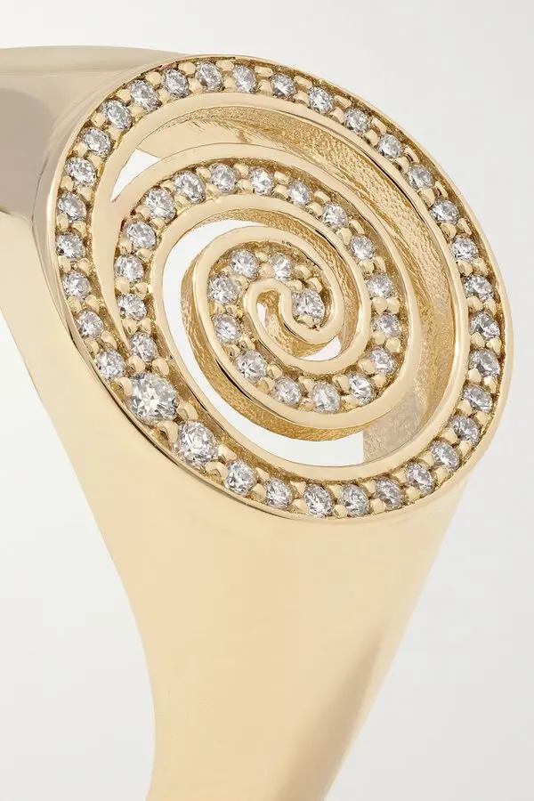 SYDNEY EVAN Spiral 14-karat Diamond Signet Ring