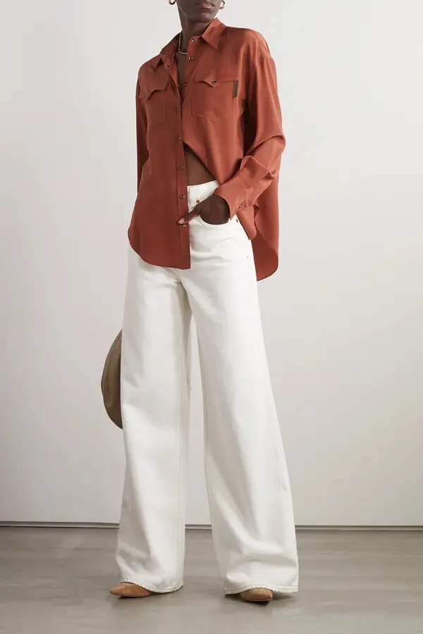 Brunello Cucinelli Silk Crepe De Chine Shirt - Red