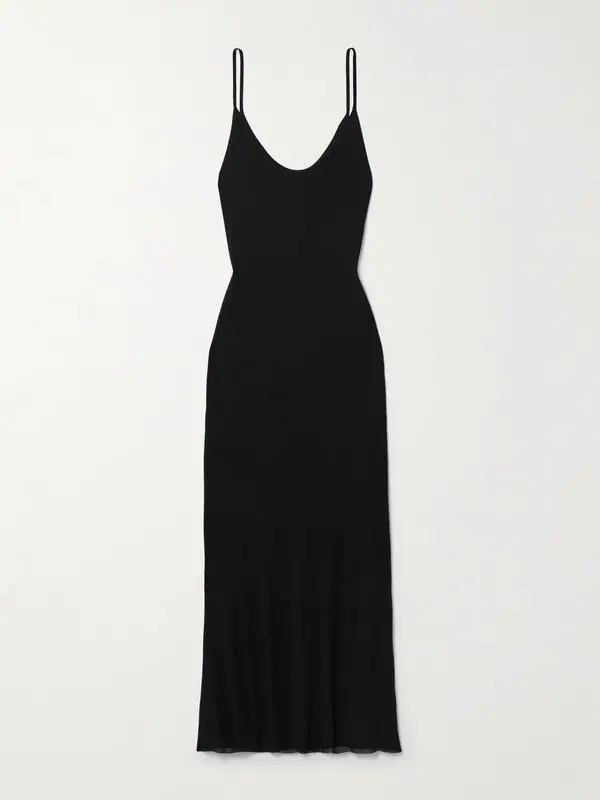 Khaite Leesal Jersey Midi Dress - Black