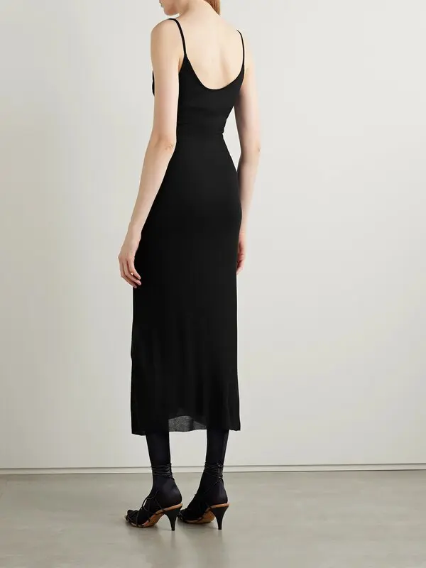 Khaite Leesal Jersey Midi Dress - Black
