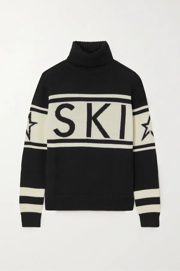 Perfect Moment Schild Intarsia Merino Wool Turtleneck Sweater