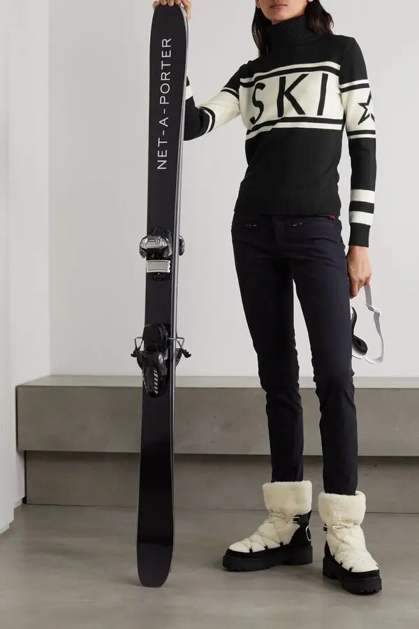 Perfect Moment Schild Intarsia Merino Wool Turtleneck Sweater