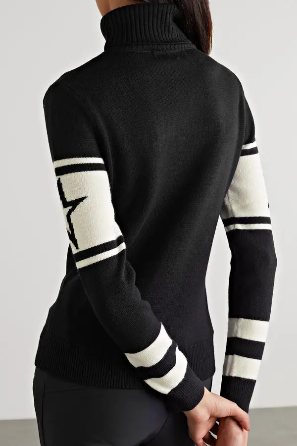 Perfect Moment Schild Intarsia Merino Wool Turtleneck Sweater