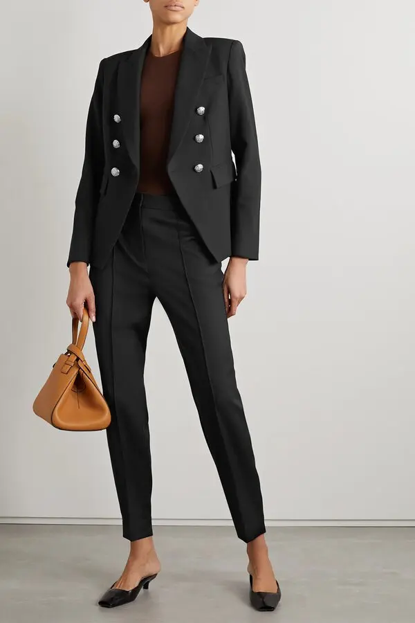 Veronica Beard Miller Dickey Double-breasted Grain De Poudre Blazer - Black