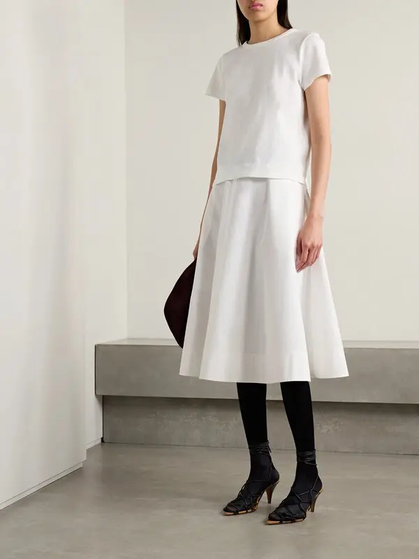 Khaite Renta Cotton-poplin Midi Skirt