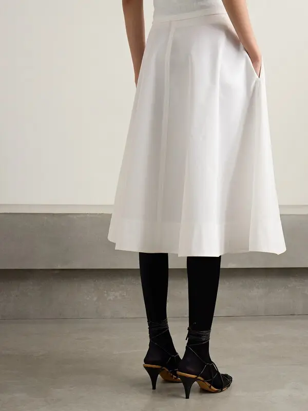 Khaite Renta Cotton-poplin Midi Skirt