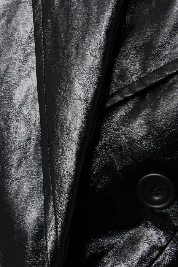 ESSE STUDIOS Milos Double-breasted Crinkled Faux Leather Blazer