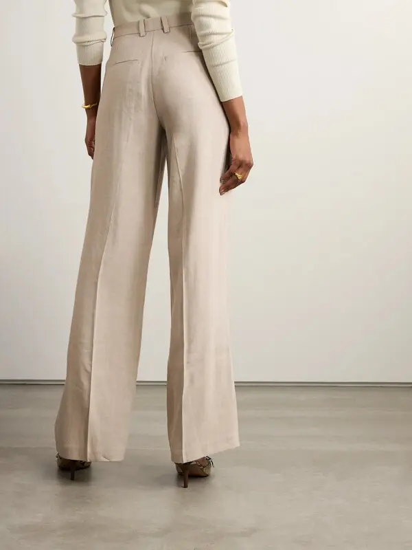 ANINE BING Kline Linen-blend Wide-leg Pants