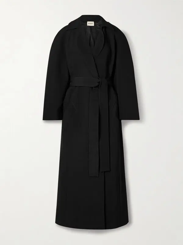 Khaite Roth Belted Grain De Poudre Coat