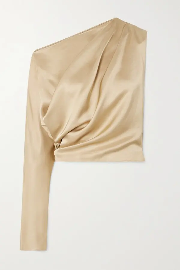 ESSE STUDIOS Gilded Cascade Cropped One-shoulder Top