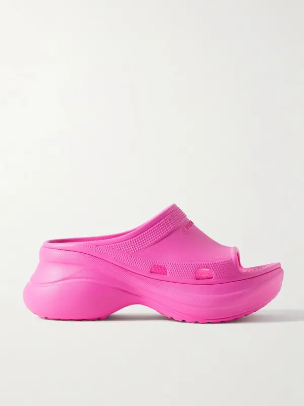 Balenciaga Crocs Pool Perforated Rubber Slides - Pink