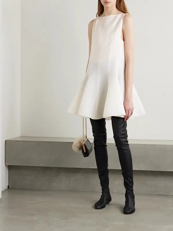 Khaite Mags Silk-gazar Mini Dress - Cream