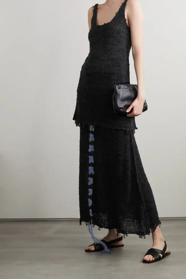 THE ROW Estafer Embroidered Silk Midi Skirt