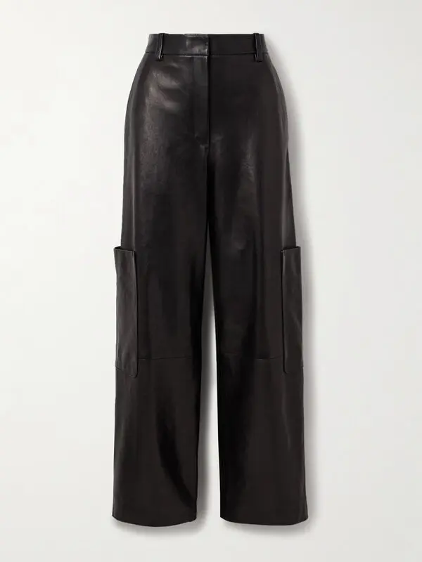 Khaite Caiton Leather Wide-leg Trousers