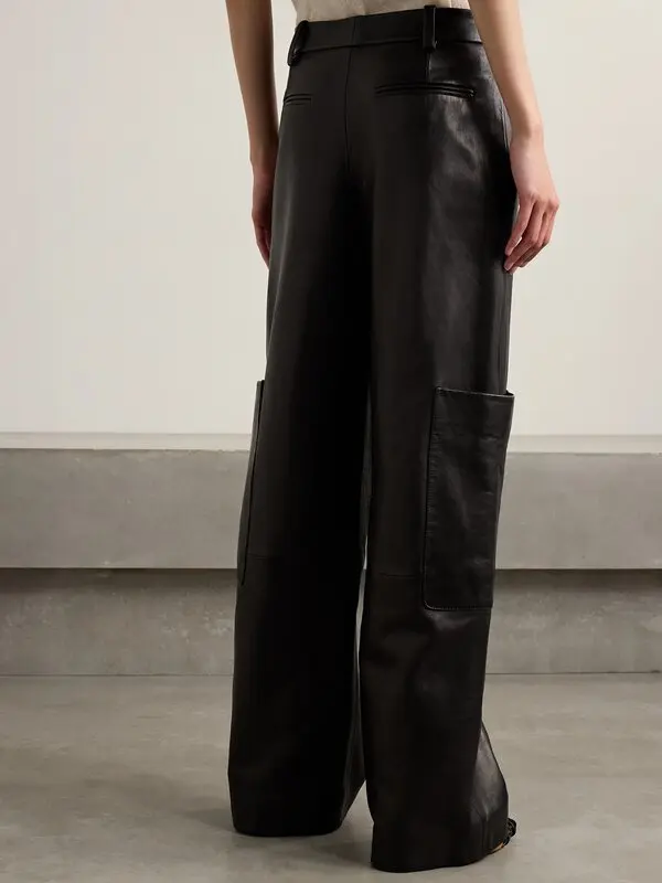 Khaite Caiton Leather Wide-leg Trousers