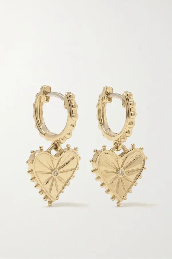 MARLO LAZ Agape 14-karat Diamond Hoop Earrings - Gold