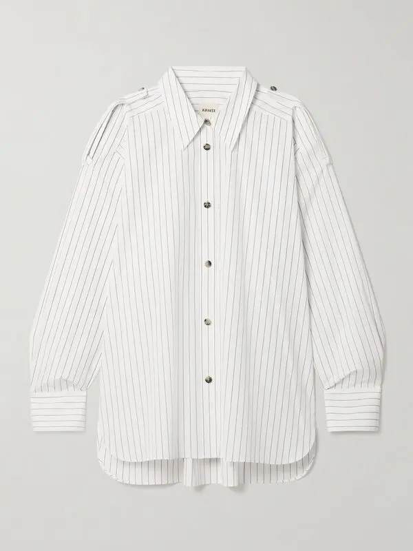 Khaite Tamal Oversized Striped Cotton-poplin Shirt