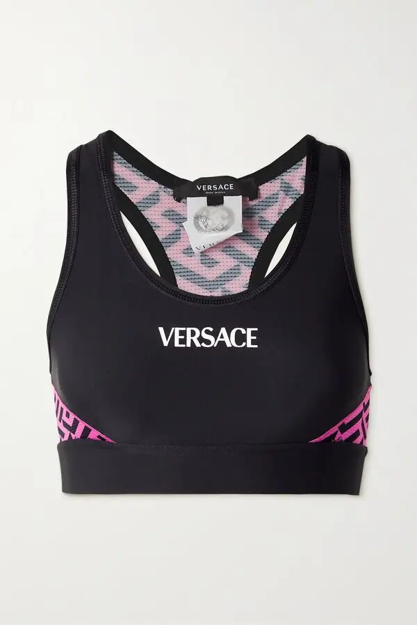 Versace La Greca Printed Stretch Sports Bra