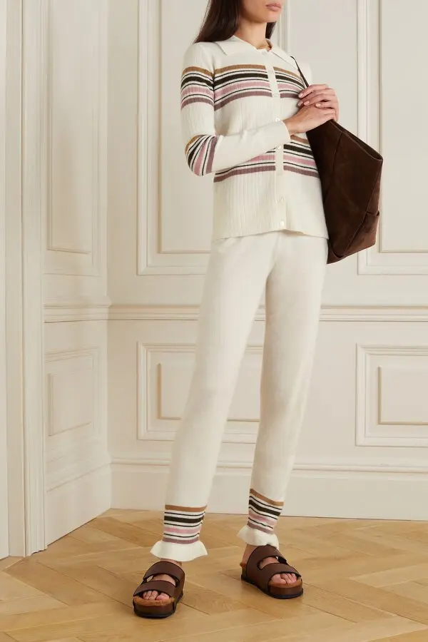 MADELEINE THOMPSON Aquarius Striped Cashmere Track Pants