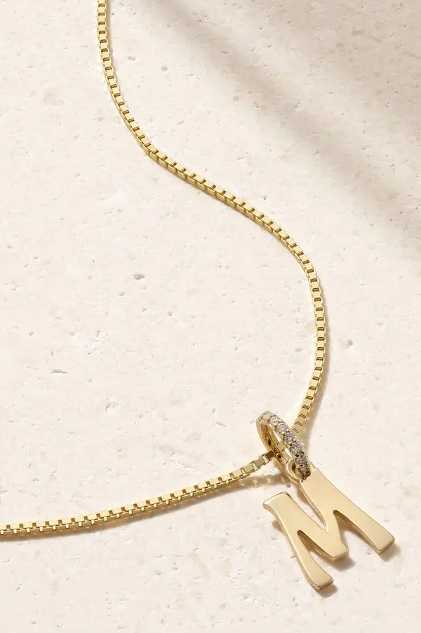 MARLO LAZ Initial Charm 14-karat Diamond Necklace