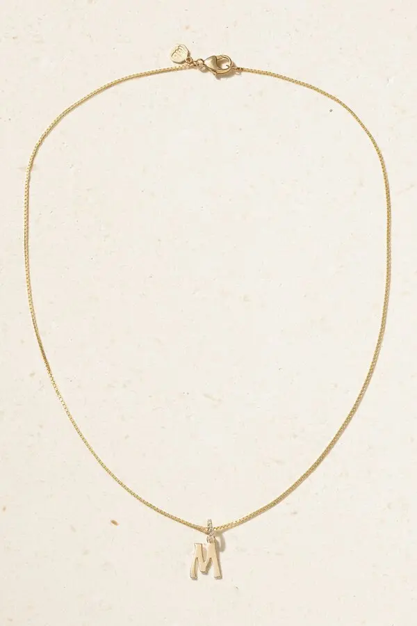 MARLO LAZ Initial Charm 14-karat Diamond Necklace