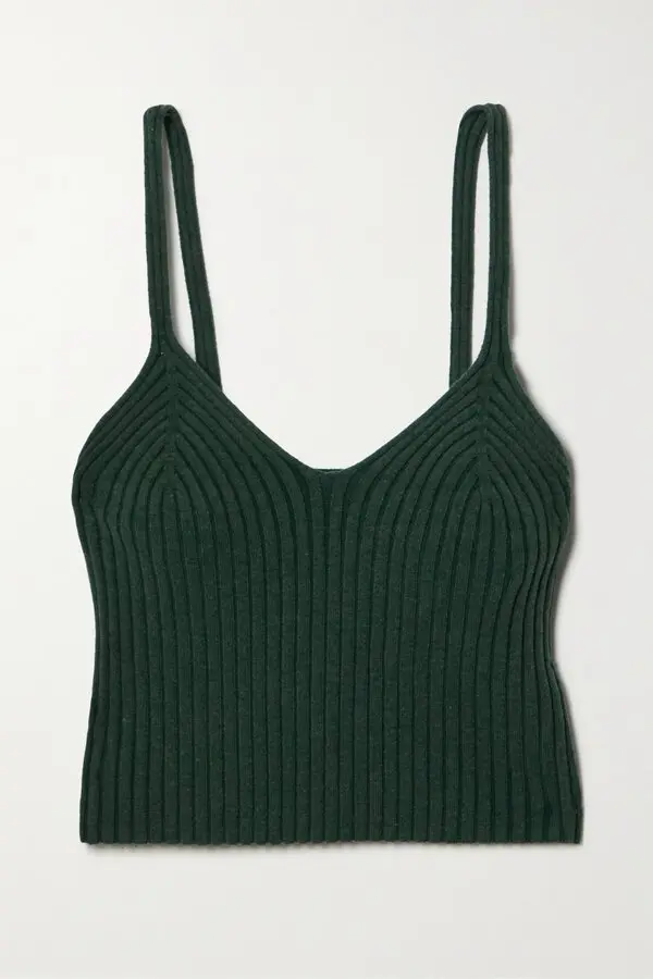 THE RANGE Cropped Ribbed Cotton-blend Tank