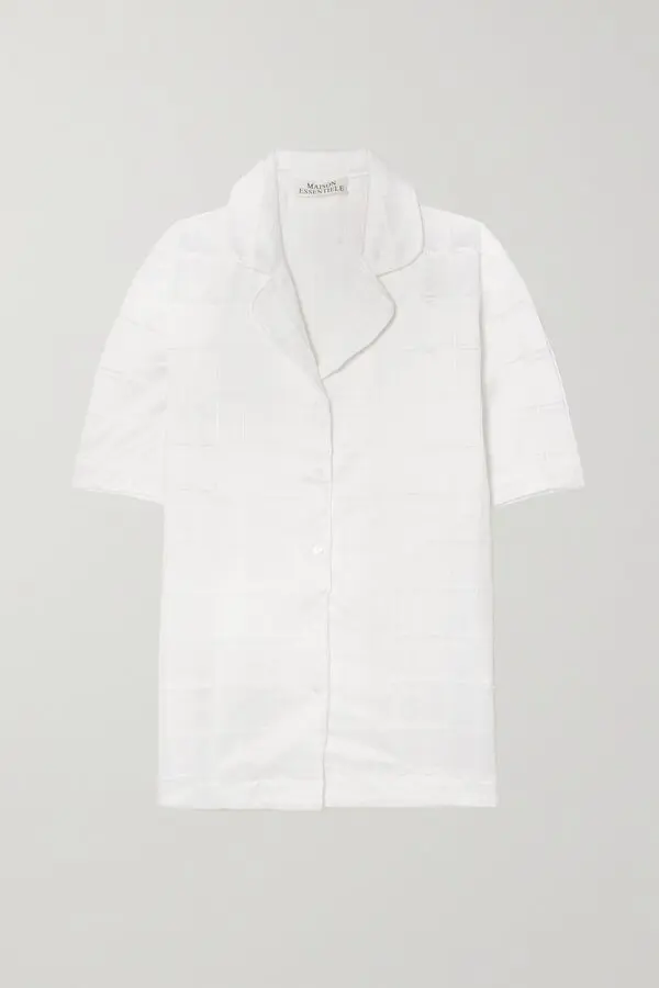 MAISON ESSENTIELE Net Sustain Embossed Recycled Satin Pajama Shirt - Off-white