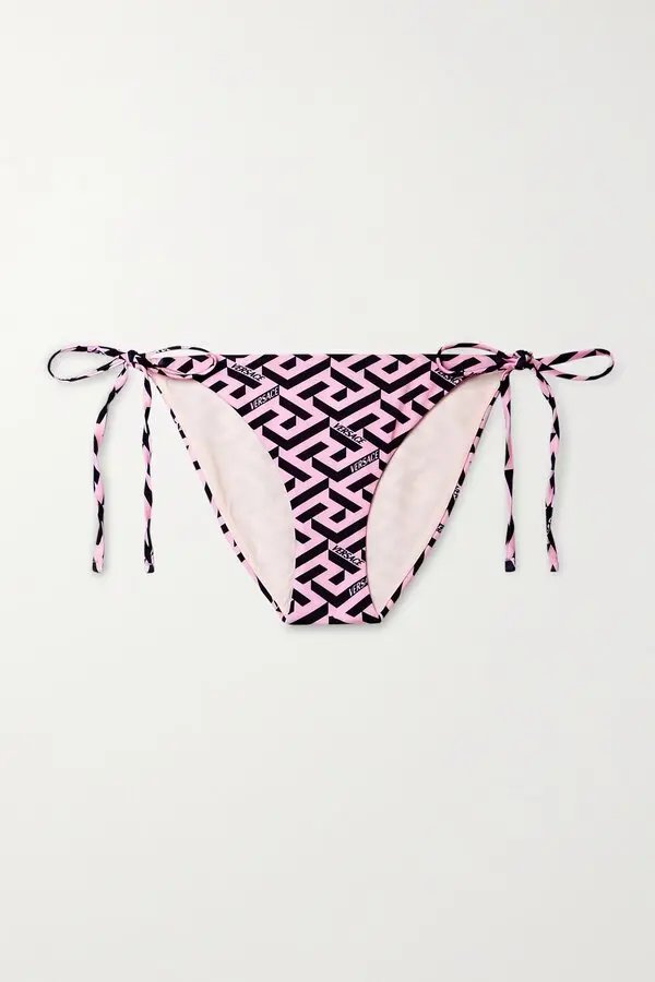 Versace La Greca Printed Bikini Bottom - Pink
