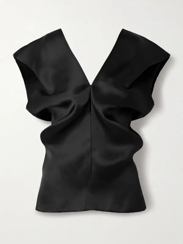 Khaite Ami Draped Silk-gazar Top - Black