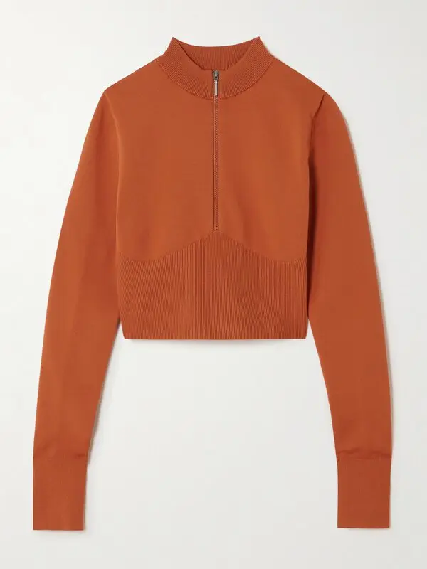 Nike Cropped Ribbed Stretch-knit Sweater