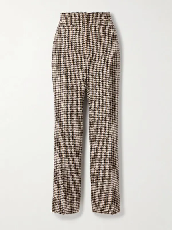 Veronica De Piante Riley Houndstooth Wool Straight-leg Pants