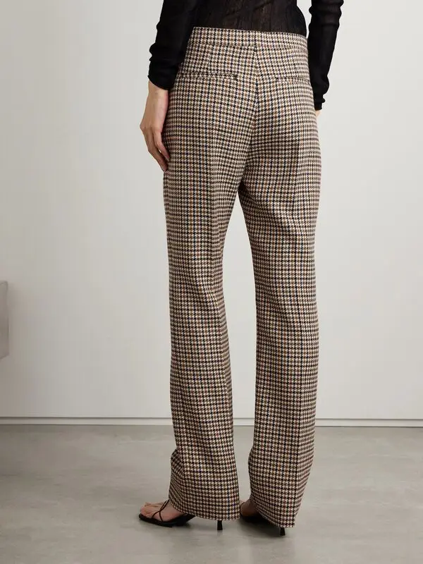 Veronica De Piante Riley Houndstooth Wool Straight-leg Pants