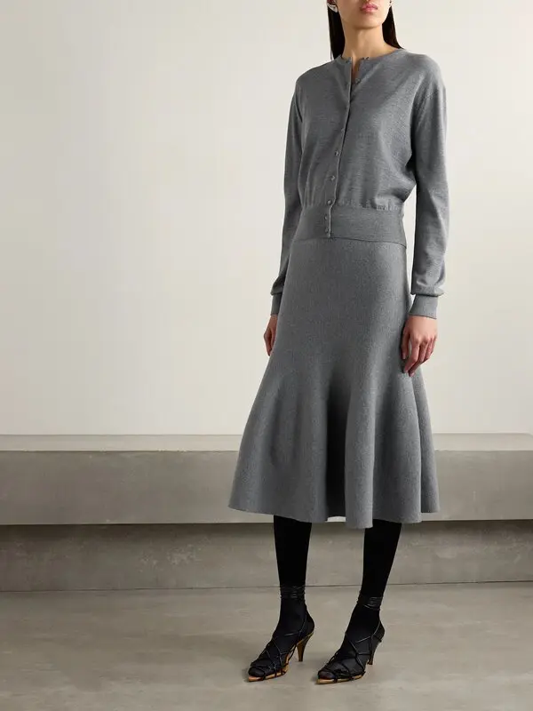Khaite Odil Wool-blend Midi Skirt