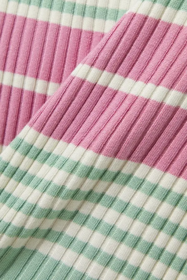 Rixo Kelly Striped Ribbed-knit Midi Skirt