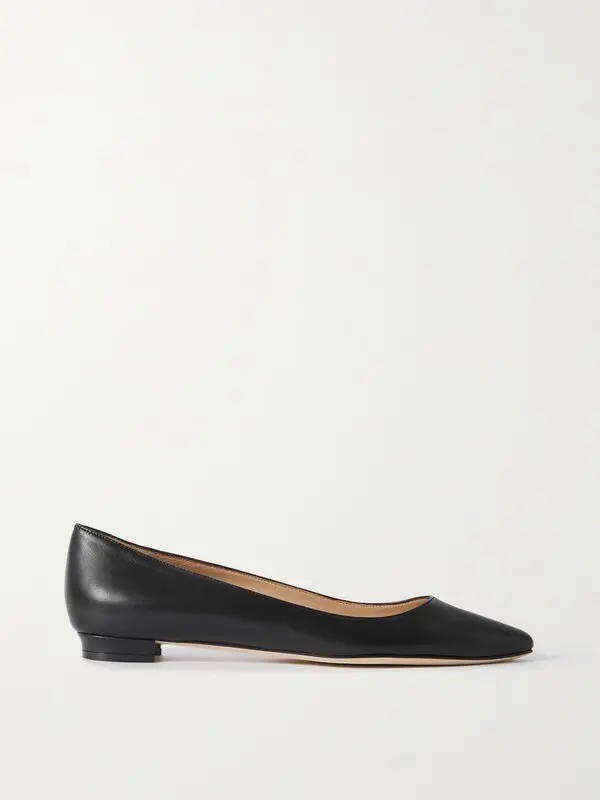 Manolo Blahnik Bb 10 Leather Flats - Black