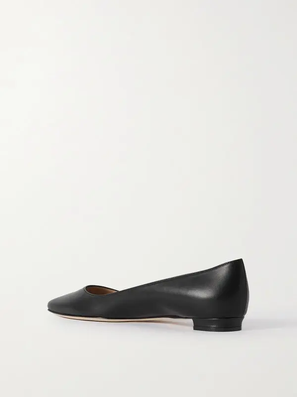 Manolo Blahnik Bb 10 Leather Flats - Black