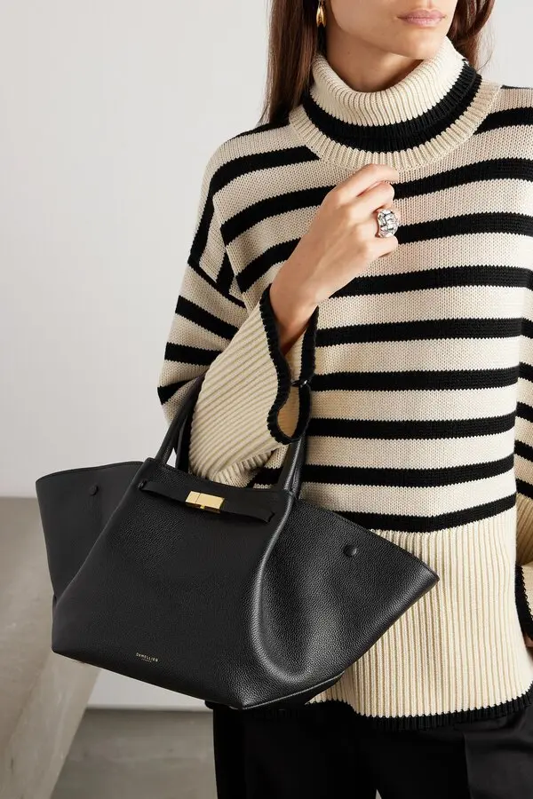 DEMELLIER The New York Midi Textured-leather Tote - Black