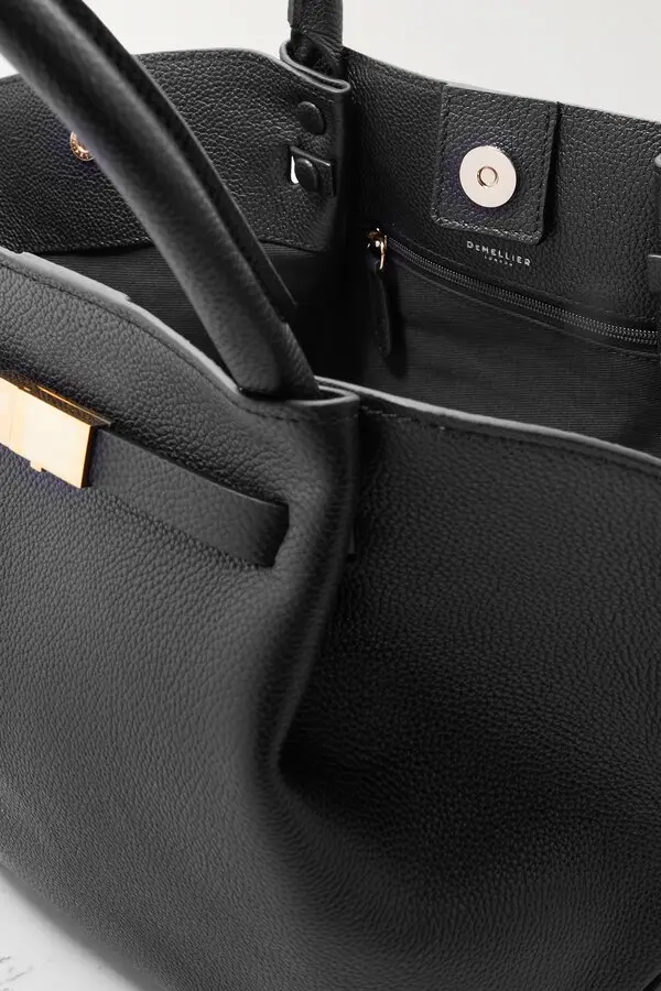 DEMELLIER The New York Midi Textured-leather Tote - Black