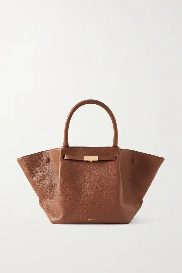 DEMELLIER The New York Midi Textured-leather Tote - Brown