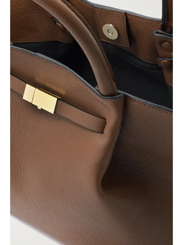 DEMELLIER The New York Midi Textured-leather Tote - Brown