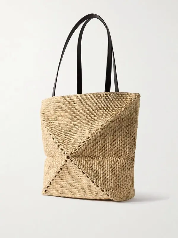 Loewe Puzzle Fold Medium Raffia Tote - Neutrals