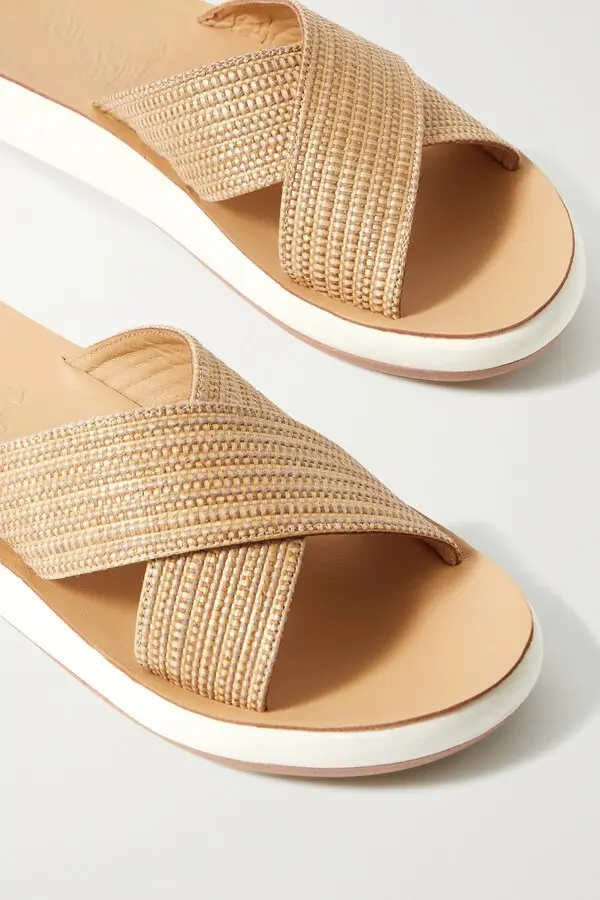 ANCIENT GREEK SANDALS Thais Woven Raffia Slides