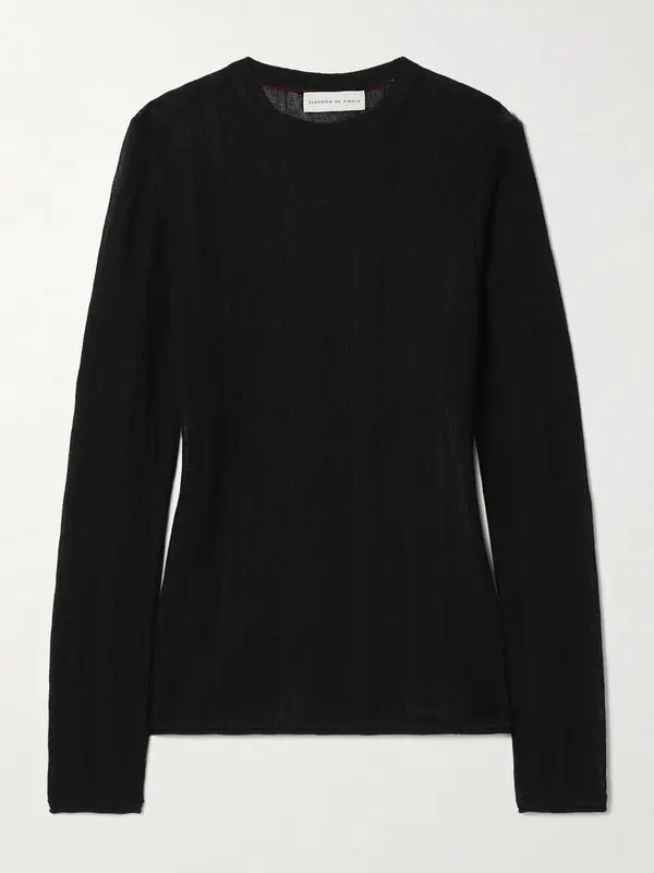 Veronica De Piante Alise Ribbed Wool Crewneck Sweater