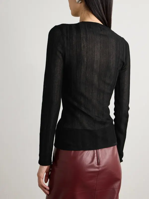Veronica De Piante Alise Ribbed Wool Crewneck Sweater