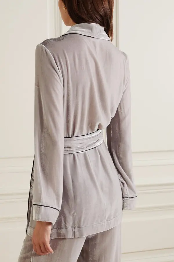 SLEEPING WITH JACQUES Net Sustain Bon Vivant Belted Velvet Robe