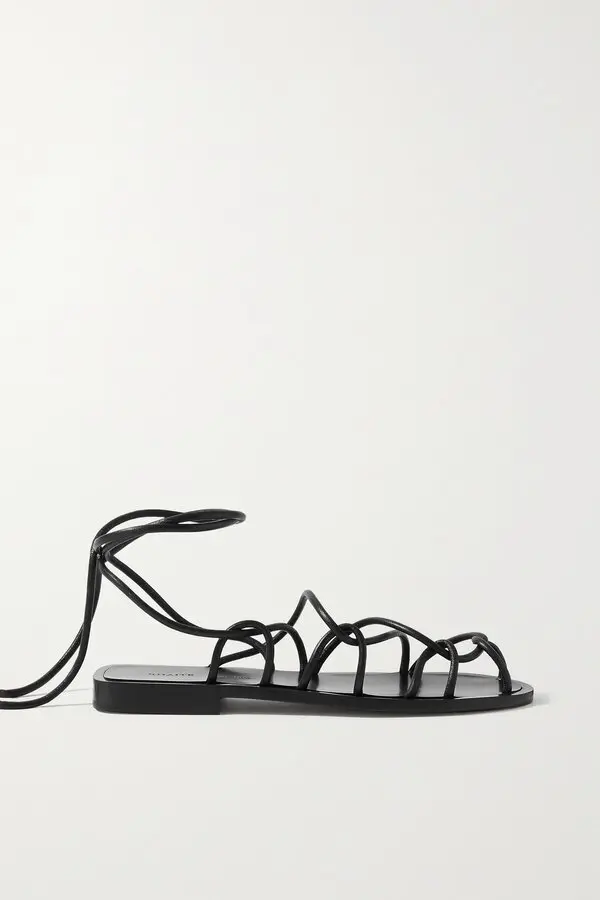 Khaite Lyon Leather Gladiator Sandals - Black