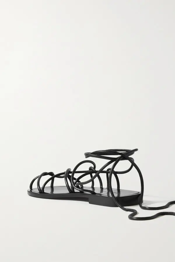 Khaite Lyon Leather Gladiator Sandals - Black