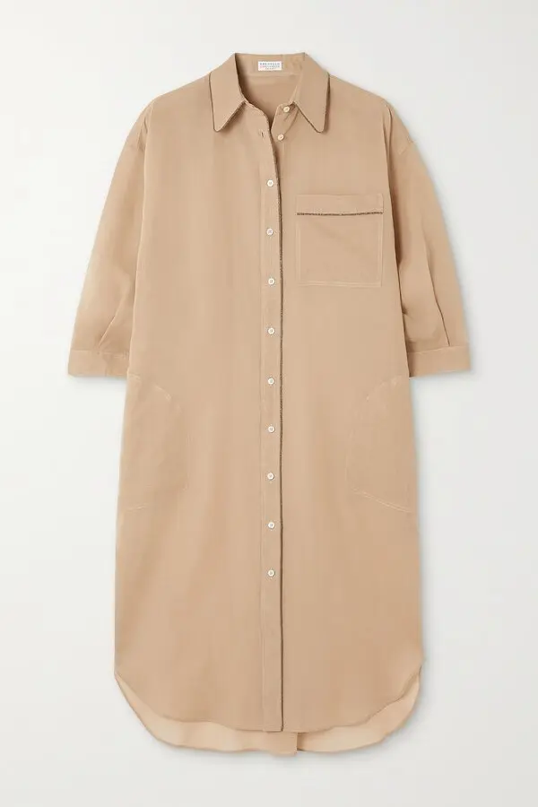 Brunello Cucinelli Bead-embellished Cotton-organza Shirt