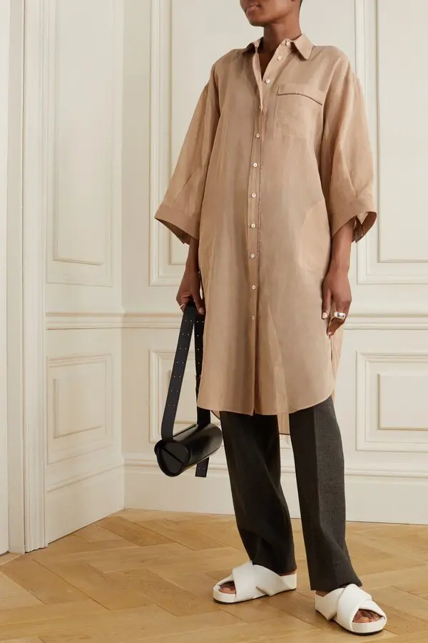 Brunello Cucinelli Bead-embellished Cotton-organza Shirt