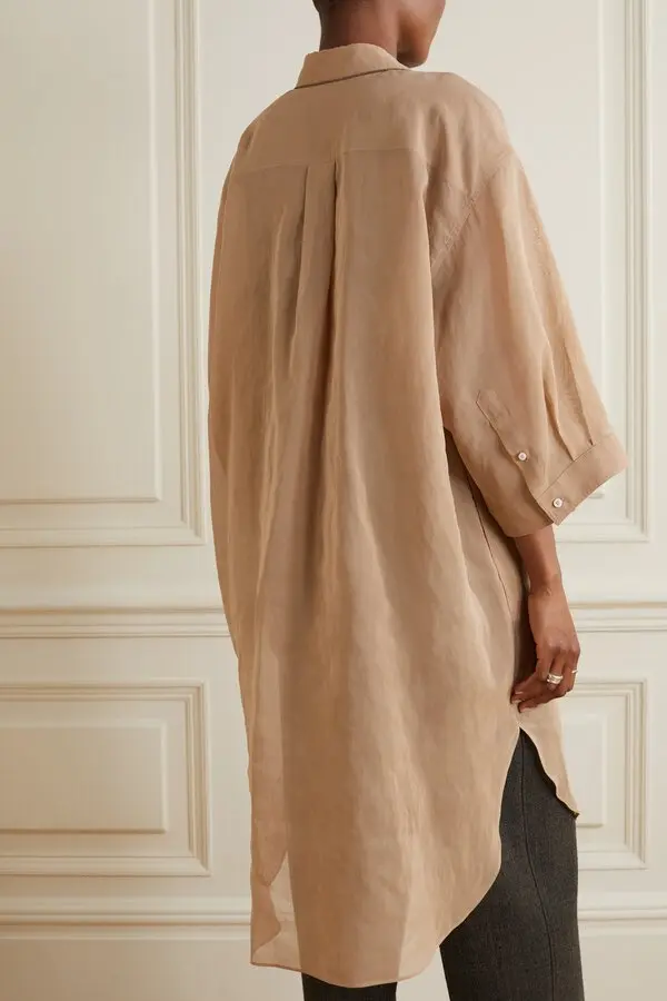 Brunello Cucinelli Bead-embellished Cotton-organza Shirt